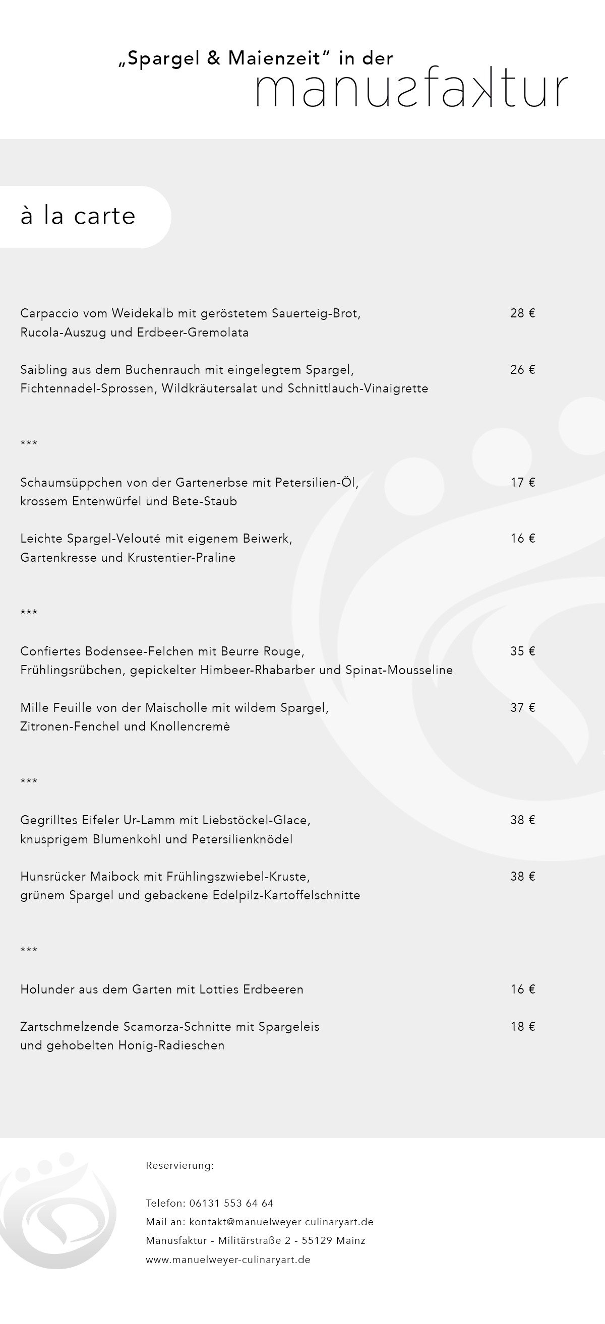 MENÜ & SPEISEKARTE – Culinary Art